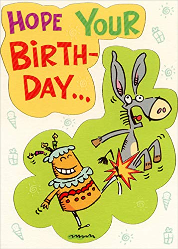 Designer Greetings Cake Kicking Donkey in Butt Risque Funny/Humorous Birthday Card