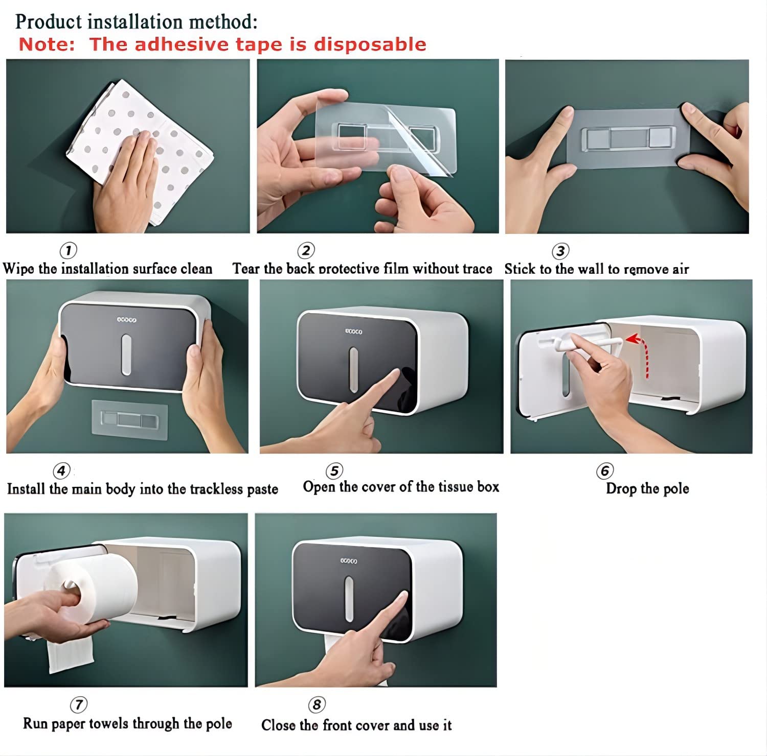 Outdoor Waterproof Toilet Paper Holder for Bathroom - Pet Proof Plastic TP Tissue Holder Dispenser Full Cover Adhesive Mounted for Small RV TP Roll