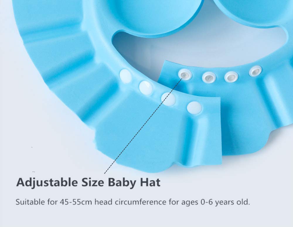 Baby Shower Cap, Adjustable Bathing Shampoo Hat with Ear Protection for Toddler, Baby, Kids, Children(3 Pack)