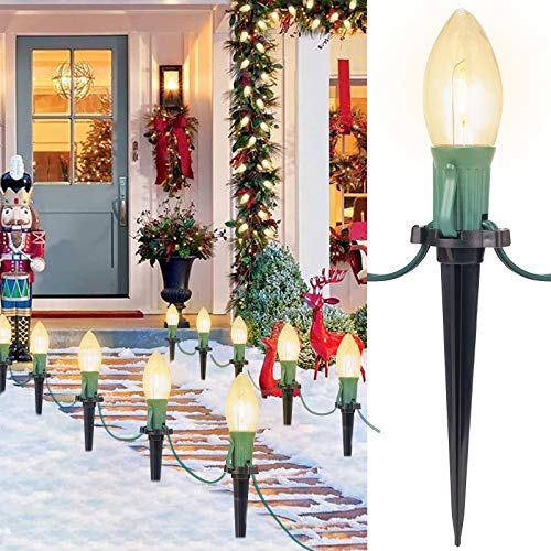 Brightown C9 Christmas String Lights Outdoor, 25.7 Feet 20 Bulbs Pathway Lights Waterproof Replaceable for Indoor Xmas Party Holiday Wedding Commercial Decorations (Warm, LED)