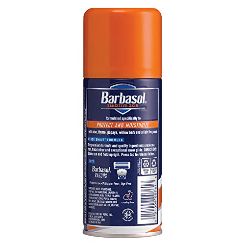 Barbasol Sensitive Skin Thick and Rich Shaving Cream, 7 Ounce, Pack of 6