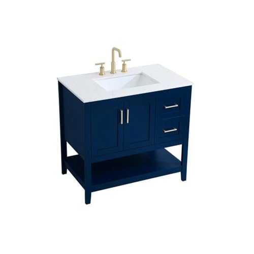 Elegant Kitchen and Bath 36 inch Single Bathroom Vanity Cabinet - Blue