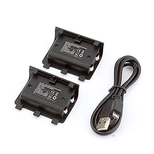 Battery Charger with USB Port, 4X 2400mAh Rechargeable Battery Pack Kit Charging Cable for Xbox One Controller