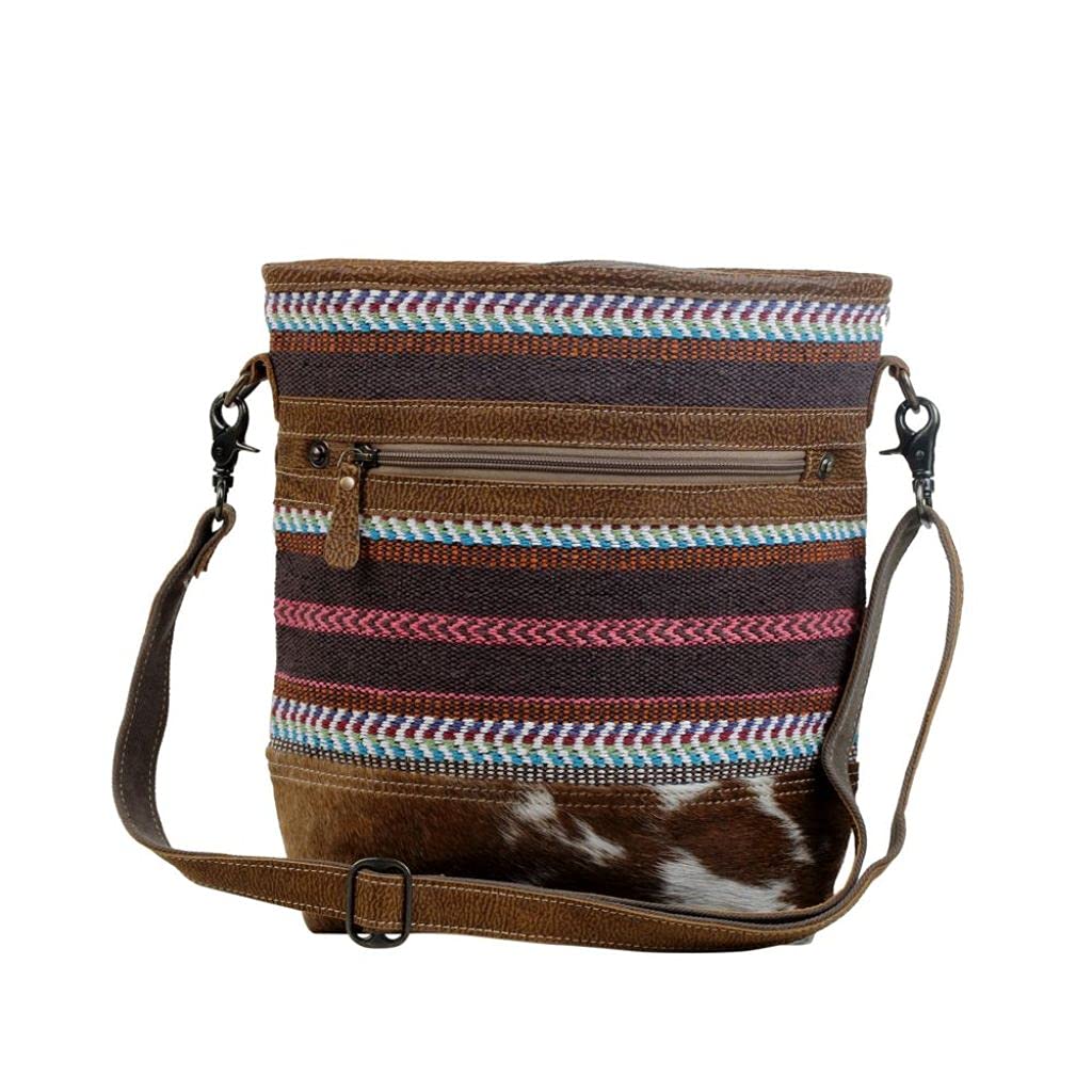 Myra Bag Tiered Shoulder Bag Upcycled Cotton & Cowhide Leather S-2872