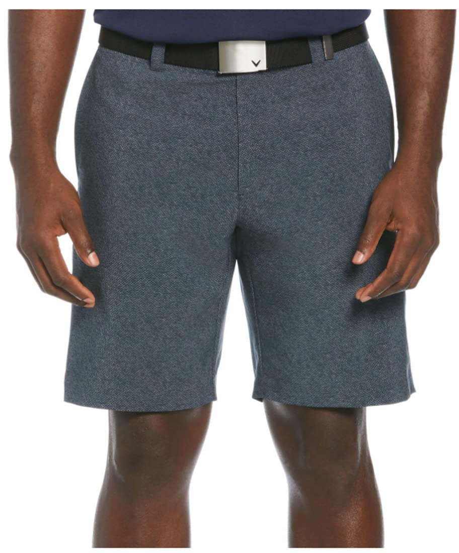 Callaway Menâs Performance Flat Front Short with Active Flex Waistband, Charcoal Caviar, 34W x 9 inch Inseam
