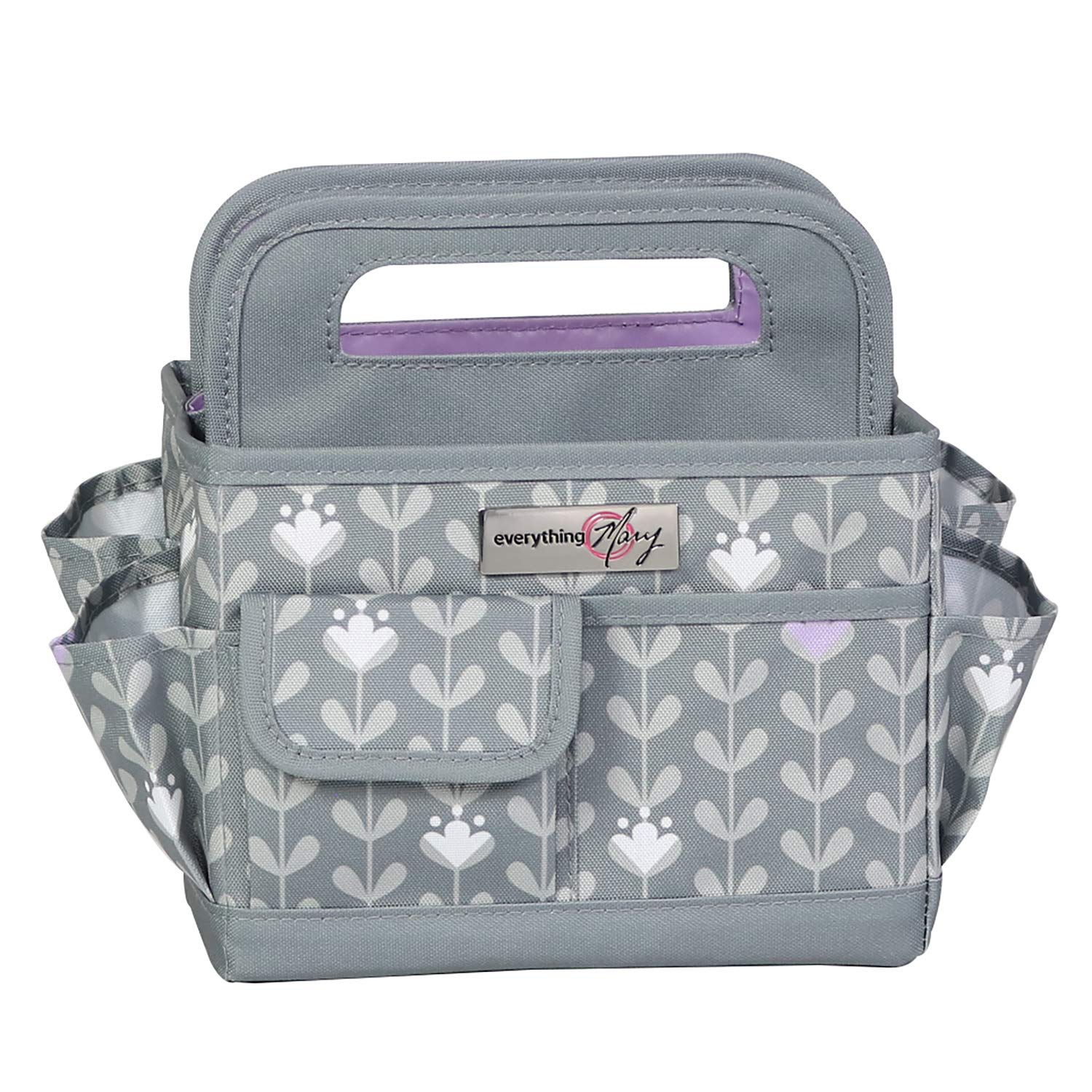 Everything Mary Collapsible Desktop Craft Organiser, Grey & White Leaf for Sewing, Scrapbooking, Paper Craft, and Art - EVM12831-1