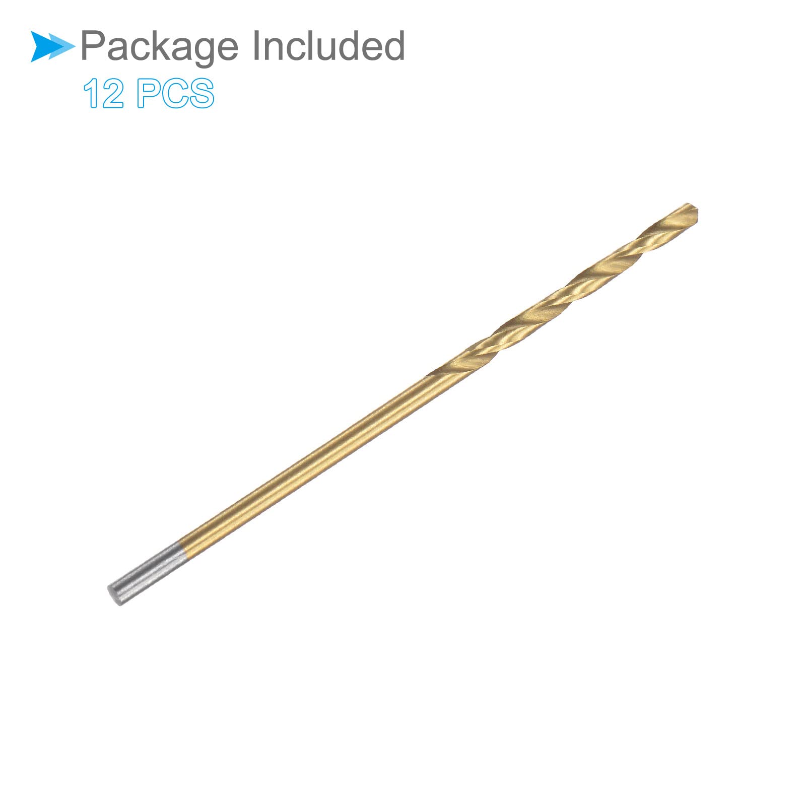 CoCud Twist Drill Bits, 1.6mm Drilling Diameter, Titanium Coated High Speed Steel 6542 Straight Round Shank - (Applications: for Stainless Steel Alloy Metal), 12-Pieces