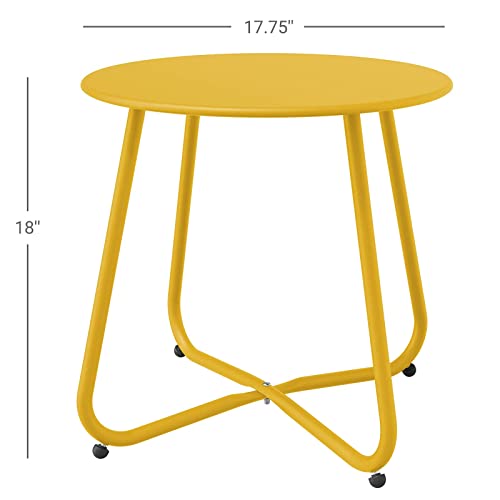 Grand patio E-Coated Steel Side Table, Weather- Resistant Outdoor 18β Round End Table Accent Table for Bistro Balcony Apartment, Yellow