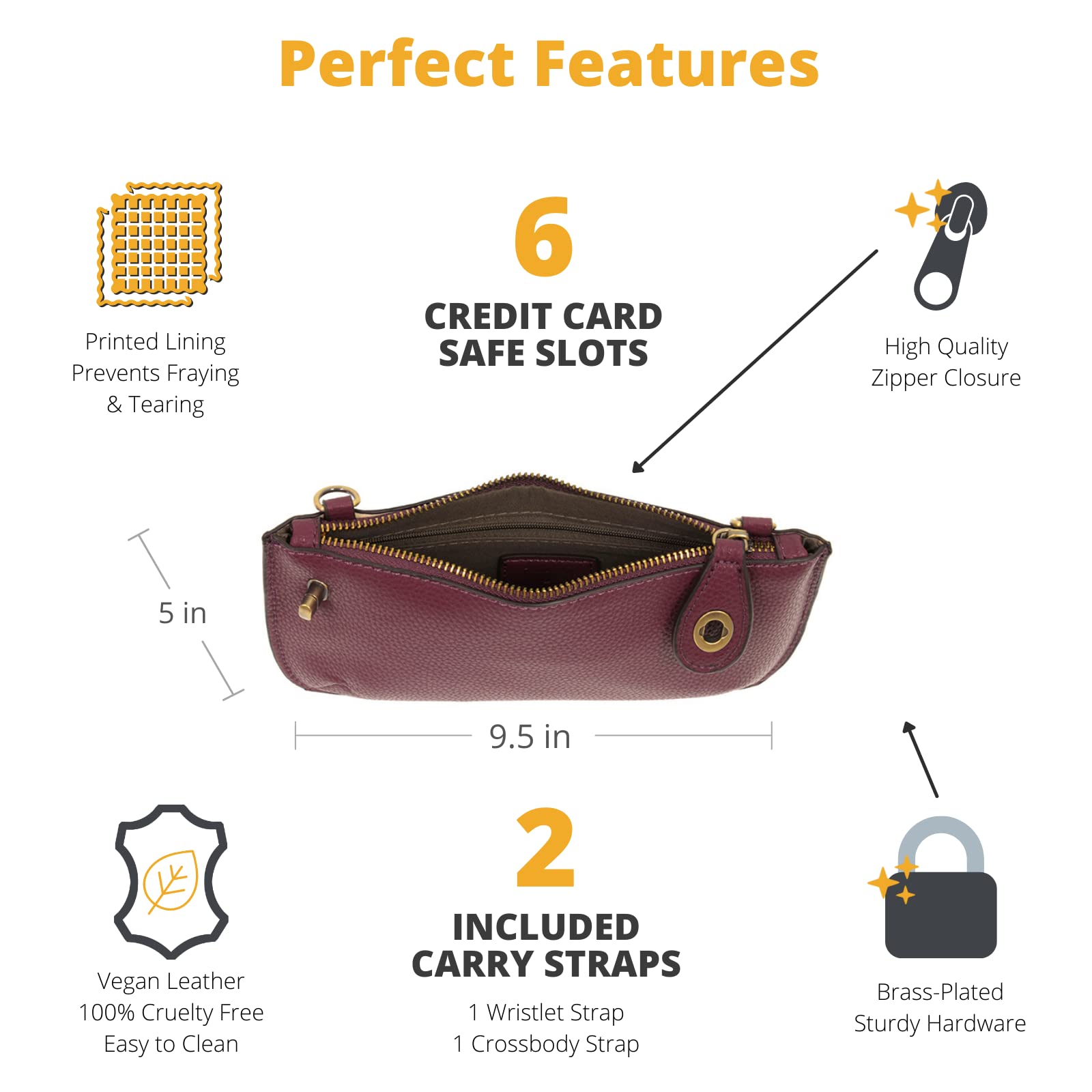 Joy Susan Women's Fashion Purse Mini Crossbody Wristlet Clutch Handbag - Plum