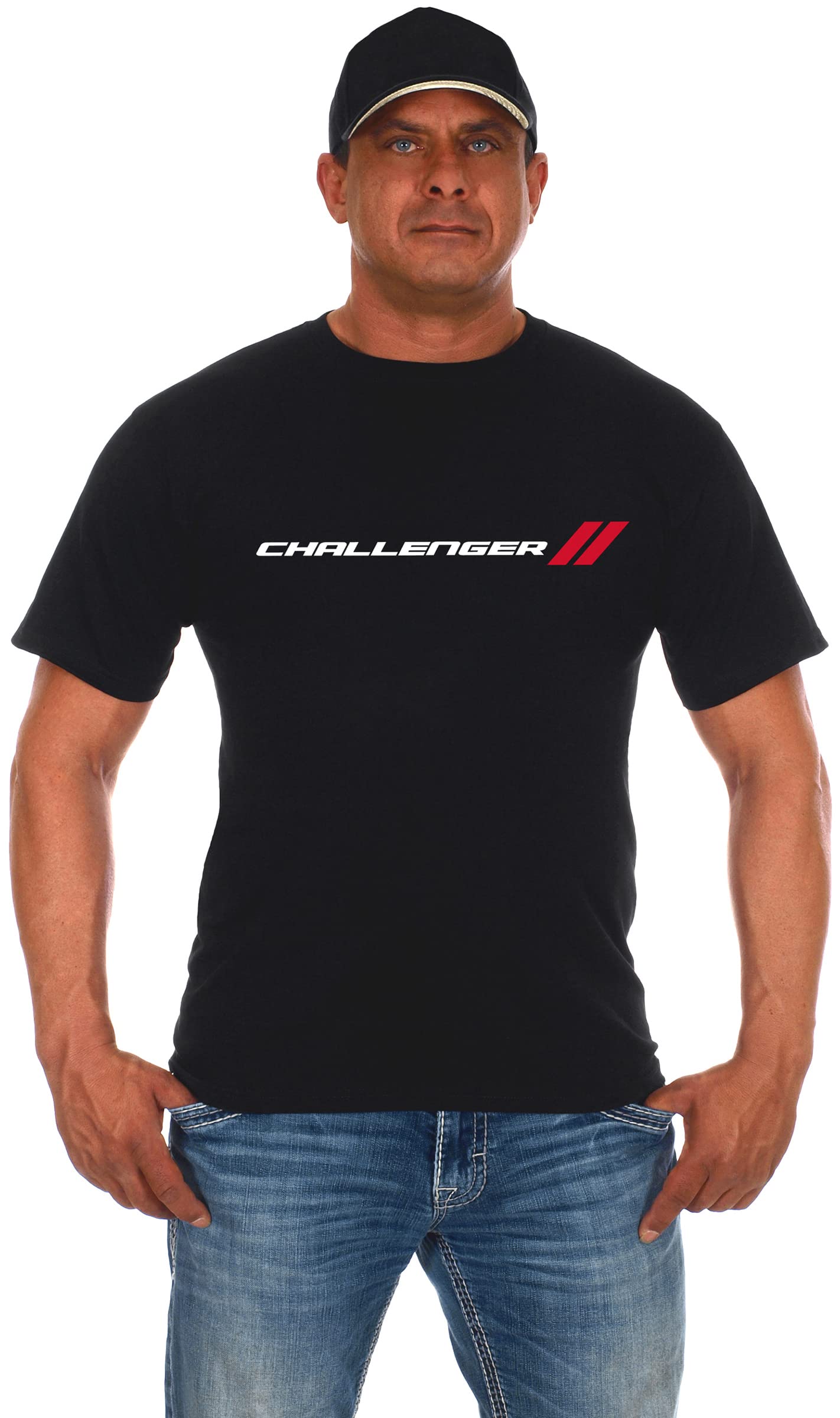 JH Design Men's Dodge Challenger T-Shirt Short Sleeve Crew Neck Shirt (Small, Black)