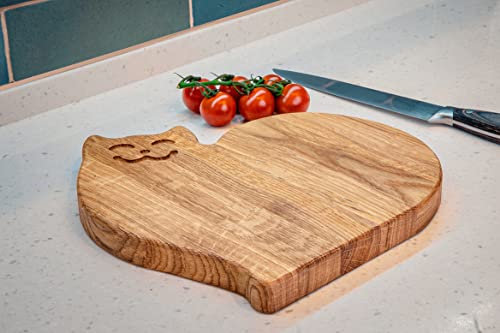COOKAREA inspo, Heart Cat Premium Oak Cutting Board for Kitchen, Reversible, Serving board for Charcuterie, Vegetables and Meat, 10" x 10" x 1" (Oak, Natural)
