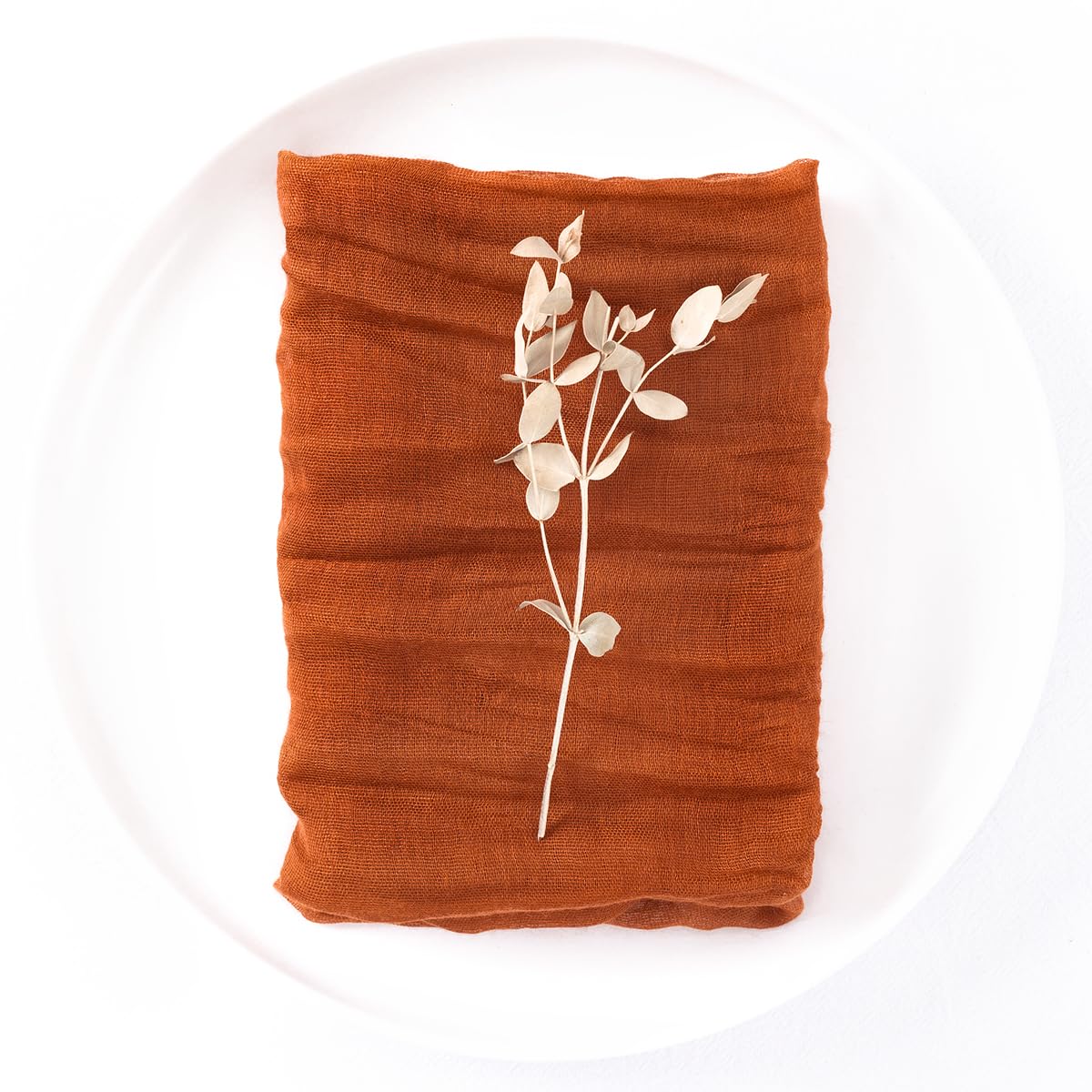 DeZerlor 12 Pack Terracotta Cheesecloth Napkins Christmas Cloth Napkins Set of 12 Boho Cotton Dinner Napkins Bulk 21"x21" for Wedding Bridal Baby Shower Xmas Party Table Decor