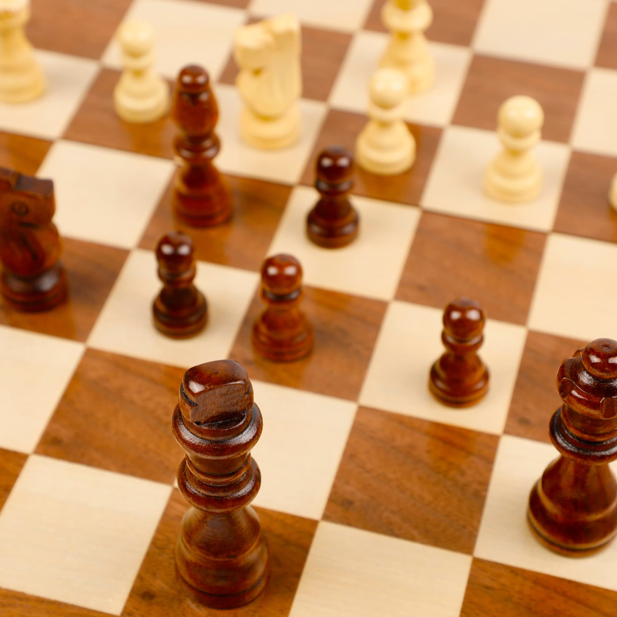 Juegoal 2 Pack Wooden Chess Pieces Only, 32 Pieces Each Wood Chessmen Pieces, 2.4 Inch King Figures Chess Game Pawns Figurine Pieces, Replacement of Missing Piece, Includes Storage Bag