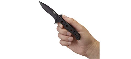 CRKT M21-10KSF EDC Folding Pocket Knife: Special Forces Everyday Carry, Black Serrated Edge Blade, Frame Lock, Dual Hilt, Stainless Steel Handle, Reversible Pocket Clip