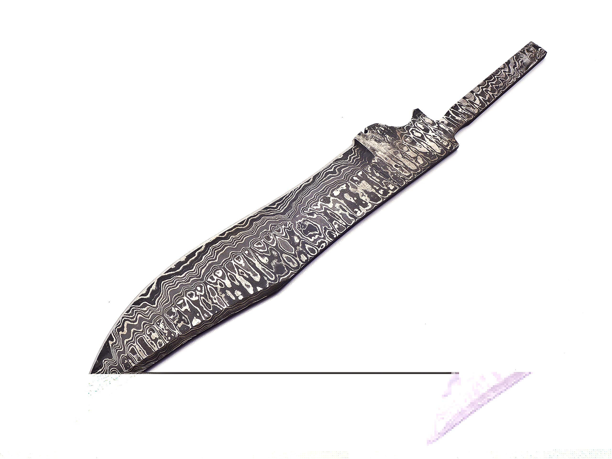 BB-4040 Handmade Damascus Steel 15 Inches Blank Blade Knife Beautiful Pattern on the Blade, Make your own desire of Handle and be proud of your work
