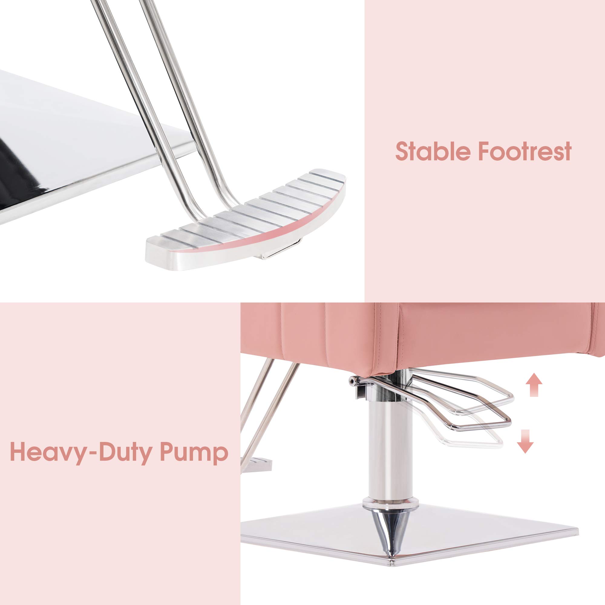 BarberPub Salon Chair for Hair Stylist,Hydraulic Barber Styling Chair, Beauty Spa Equipment 8821 (Pink)
