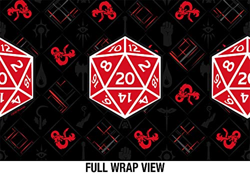Dungeons & Dragons OFFICIAL D20 Pattern 18 oz Insulated Water Bottle, Leak Resistant, Vacuum Insulated Stainless Steel with 2-in-1 Loop Cap