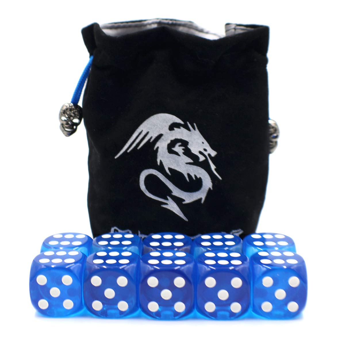 Jumbo D6 Dice with Velvet Bag - Large 24mm Life Counters (Blue)