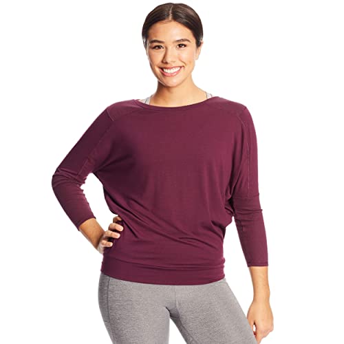 C9 Champion womens Long Sleeve Open Back Top Yoga Shirt, Dark Berry Purple, Large US