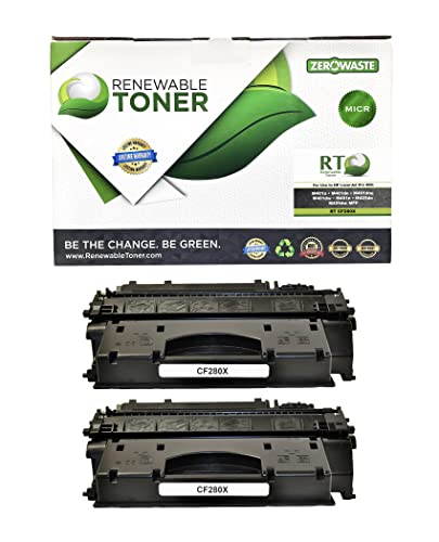 Renewable Toner Compatible MICR Toner Cartridge High Yield Replacement for HP CF280X 80X for HP LaserJet Pro 400 M401 M425 (2-Pack)