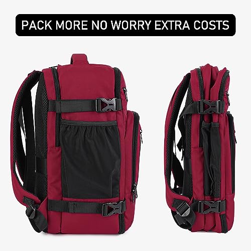 ECOHUB 16'' Travel Backpack For Women Men Airline Approved Personal Item Travel Bag Travel Essentials Laptop Backpack Casual Daypack Small Hiking Backpack Lightweight Waterproof Backpack, Red