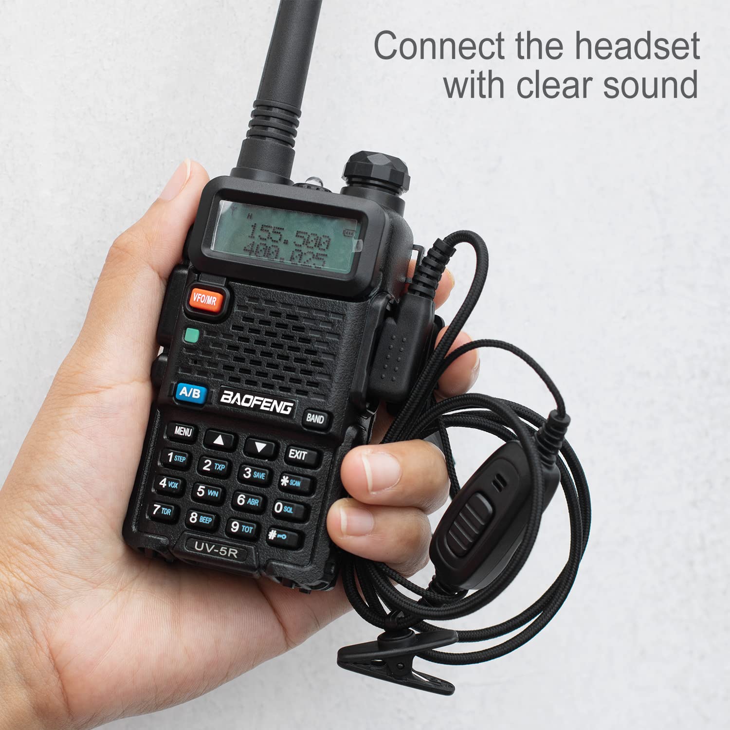 Baofeng UV-5R 8W, Ham Radio Handheld (VHF & UHF) with 1800mAh Li-ion Batteries and Gain Antenna, Earpiece, Long Range Two Way Radio (1 Pack)