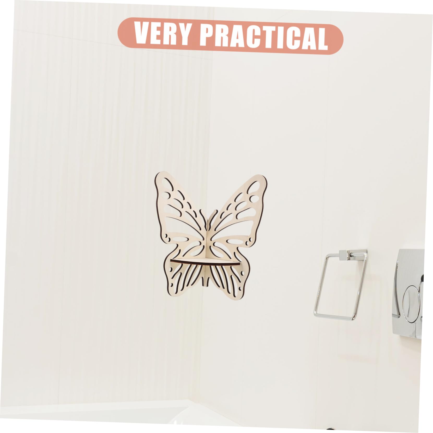 Ciieeo Wooden Butterfly Floating Shelf Ledge Delicate Books Display Rack Hanging fine Bookshelf Bohemia Books Display Wall Shelf Stand Pendant Crystal Stone Accessories