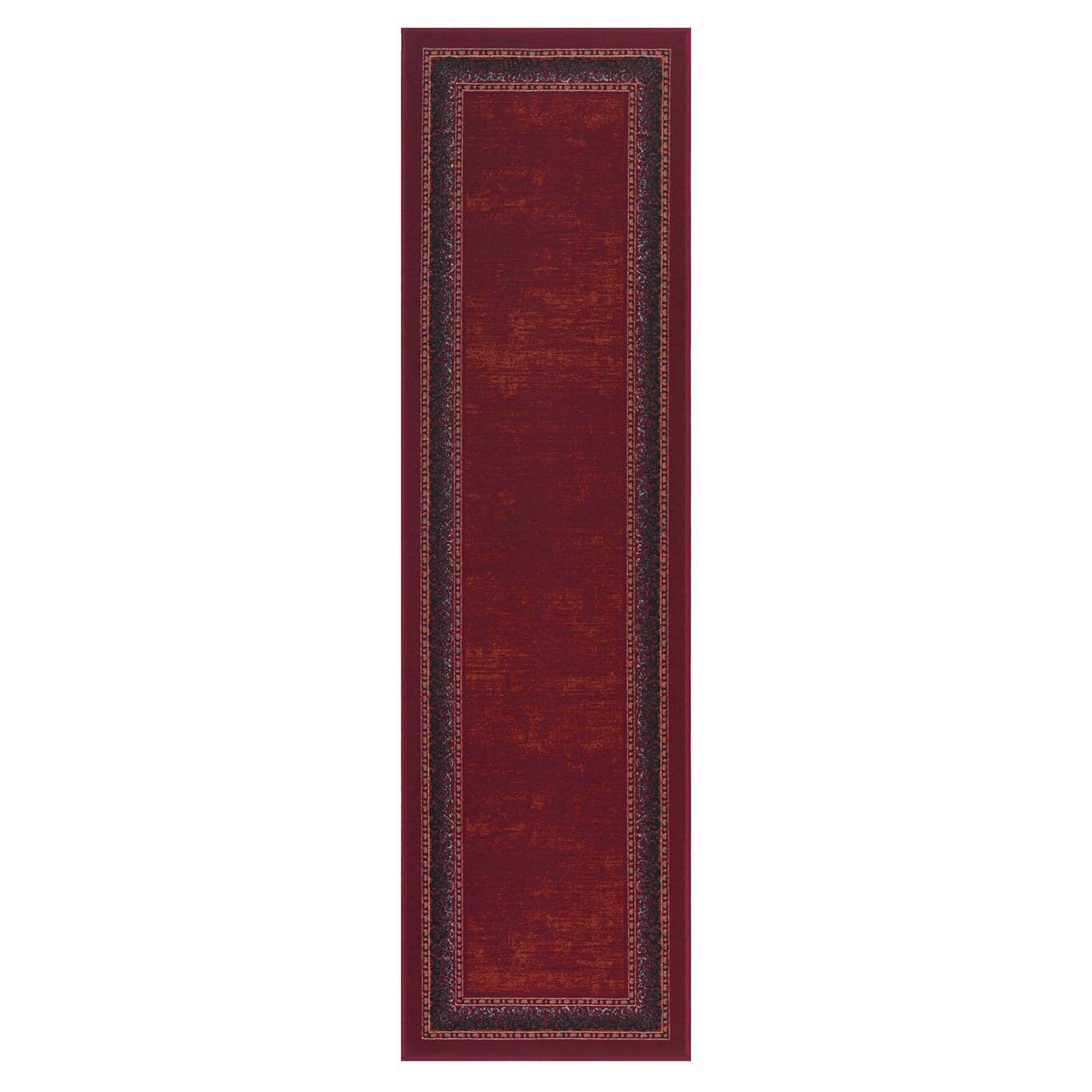 Antep Rugs Alfombras Bordered Modern 2x5 Non-Slip (Non-Skid) Low Pile Rubber Backing Kitchen Area Runner Rug (Maroon Red, 2' x 5')