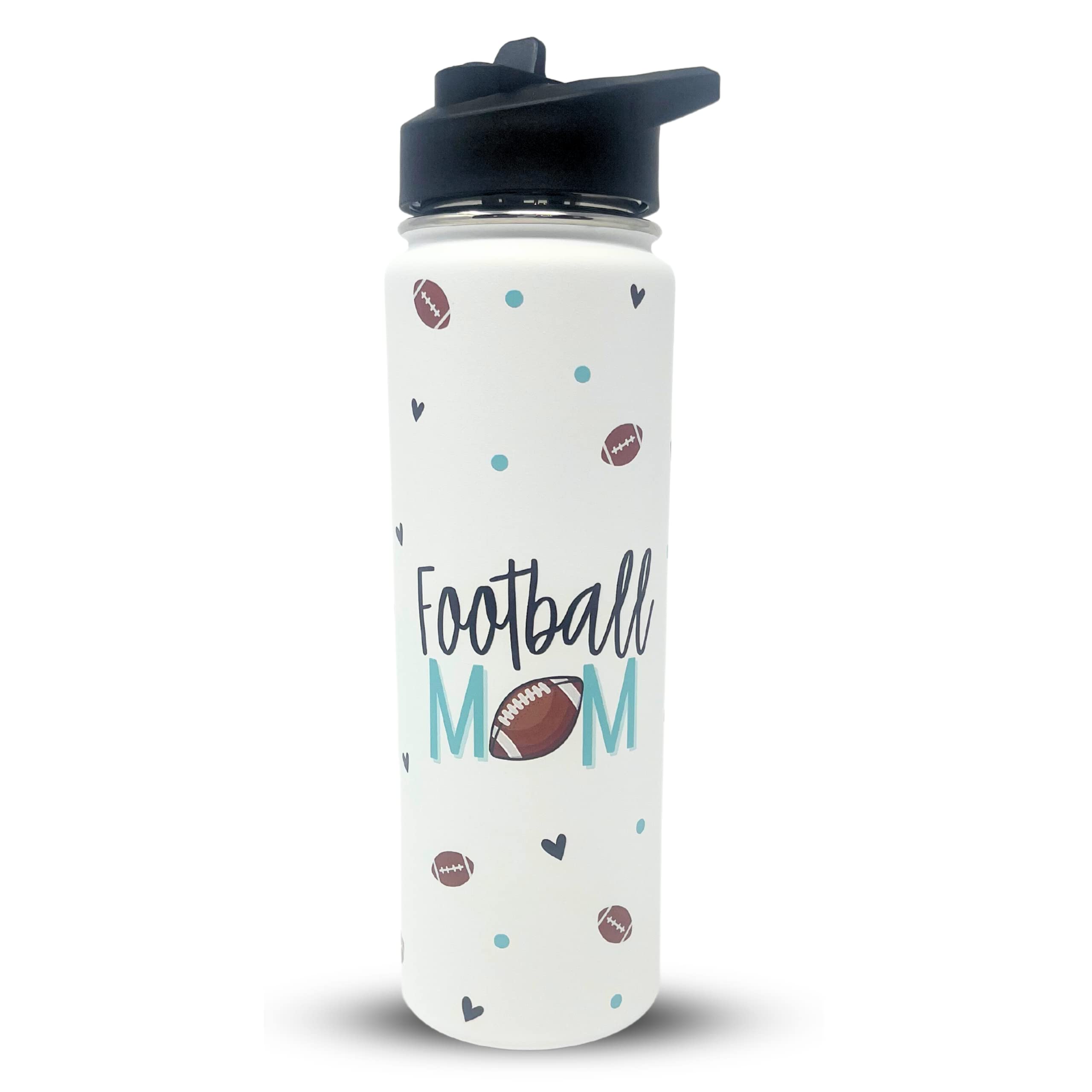 Brooke & Jess Designs Football Mom Tumbler Gifts - Large Insulated Water Bottle with Straw - Stainless Steel Metal 24 oz Travel Cup for Mama, Mother, Wife, Women | Keeps Hot and Cold for Hours