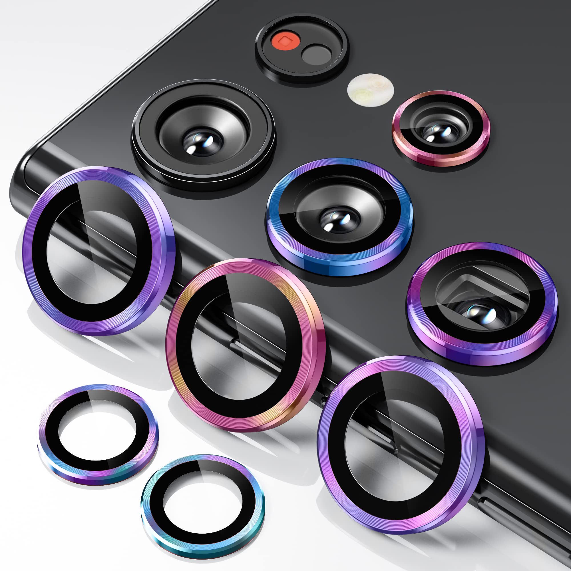 Hoerrye Camera Lens Protector for Samsung Galaxy S22 Ultra, Scratch-Proof, Drop-Proof Alloy Phone Screen Camera Cover Protection for 6.8'' Accessories - Black