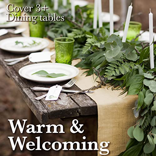 Natural Burlap Table Runners – 12 Inch x 30 Foot Burlap Roll for Dining Room Table, Mantel and Outdoors – Rustic Farmhouse Jute Table Runner Décor for Parties, Weddings, and Holidays