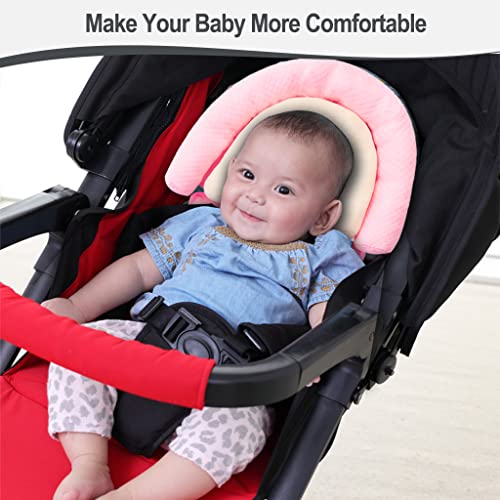 Baby Stroller Cushion, vocheer 2-in-1 Car Seat Neck Support Cushion with Liner Head and Body Support Pillow for Baby, Pink
