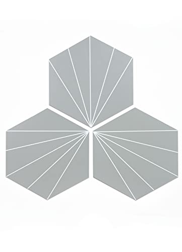 FloorPops 9" x 10.4" Vers Peel & Stick Hexagon Vinyl Floor Tiles (10 Tiles), (4.5 sqft/Carton), Gray