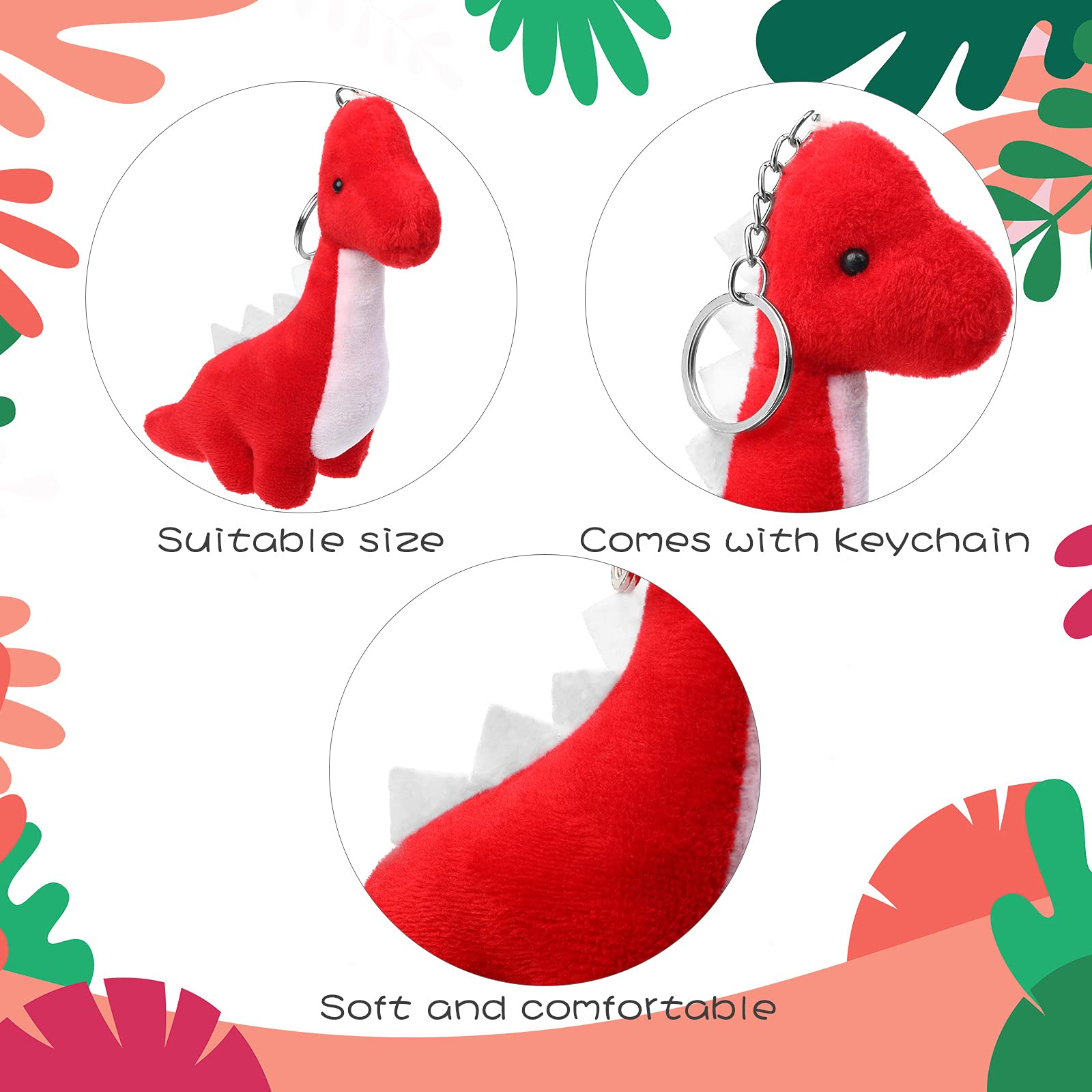Kasyat 9 Pieces Dinosaur Stuffed Animals 4-6 Inch Mini Plush Dinosaur Figures Assortment Keychain Soft Backpack Ornaments Pendant for Stocking Stuffers, Doll Machine, Dinosaur Party Favors