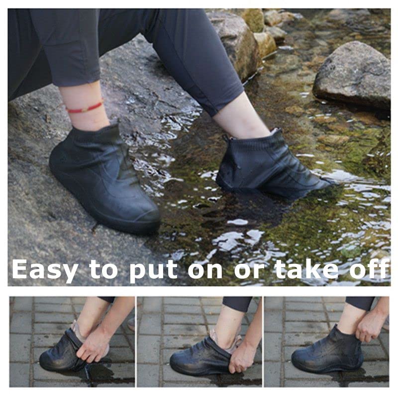 DARAEKJ Waterproof Shoe Covers, Reusable Shoe Covers for Rain,Non Slip Silicone Shoe Covers (XL (Women 7.5-9, Men 7-8.5), Black)