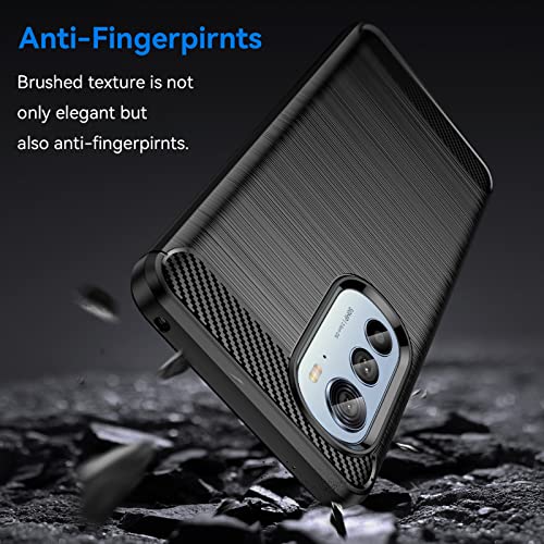 for Motorola Edge 2022 Case, Moto Edge 2022 Case with HD Screen Protector, Fashion Non-Slip Shock-Absorption Flexible TPU Bumper Soft Rubber Protective Phone Case Cover for Motorola Edge 2022, Black