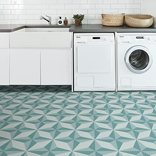 FloorPops FP3563 Topaz Peel & Stick Floor Tiles, Blue (Pack of 2)