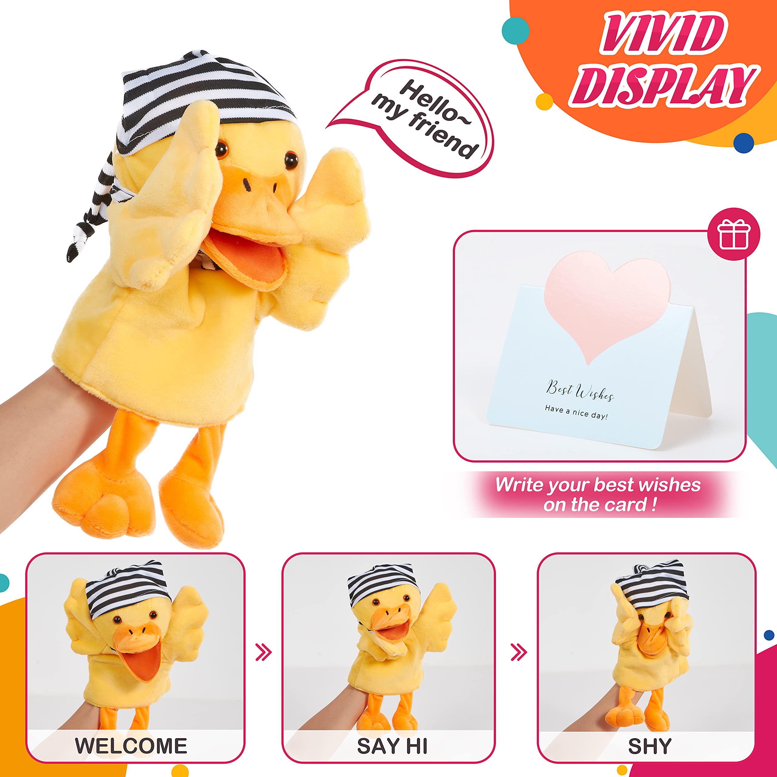 SpecialYou Duck Hand Puppet Vivid Plush Interactive Toy Yellow Hand Puppet with Movable Mouth- Hand Puppets for Kids All Ages, 12.5inches. (Duck)
