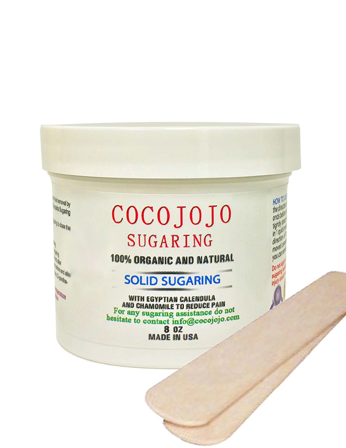 Sugaring Hair Removal Kit - USDA Certified Sugar Wax Paste 8 oz + 2 Spatulas for At Home Easy Brazilian Bikini Underarms Spring Summer Arms Legs Back Chest Vegan Natural Men and Women