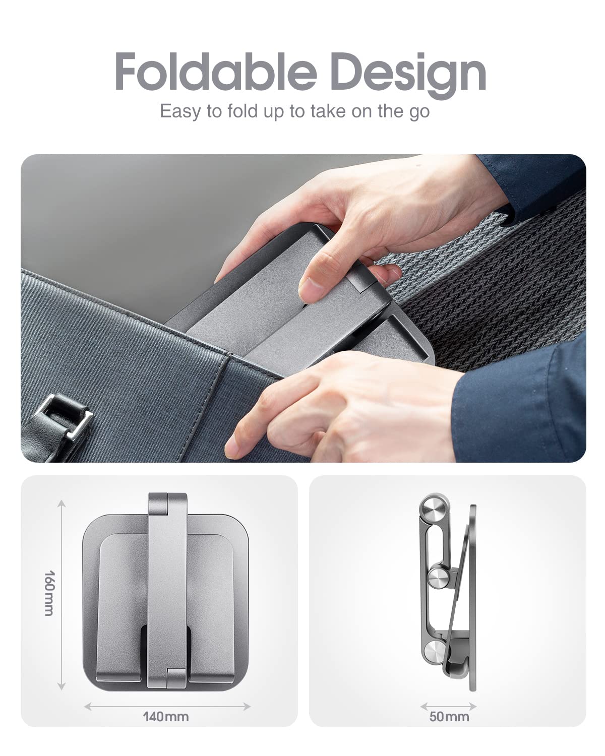 elitehood Aluminum iPad Stand, Adjustable iPad Stand Holder for Desk, Desktop Tablet Stand Dock for iPad Pro 12.9 11, iPad Air Mini 4 5 and More 4-13 inches Tablets, Gray