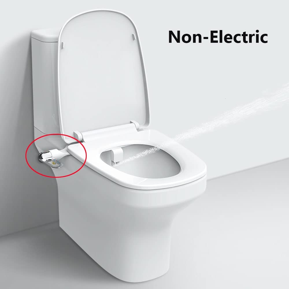 RADAAB Non-Electric Bidet Attachment for Toilet- Retractable Dual Nozzle with Adjustable Water Pressure, Fresh Water Bidet Toilet Seat Attachment,Easy to Install