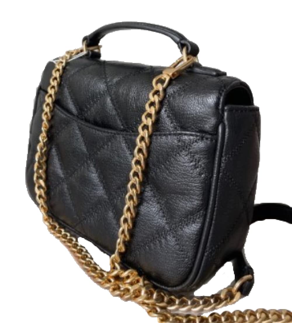 Tory Burch 87861 Black With Gold Hardware Diamond Quilted Leather Willa Mini Women's Top Handel Bag