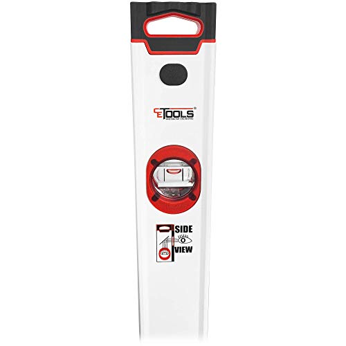 CE Tools 48 Inch Red Edge Level - 4 Foot Level Tool with Shock-Proof Vial, Milled Bottom, and Robust End Caps, Aluminium