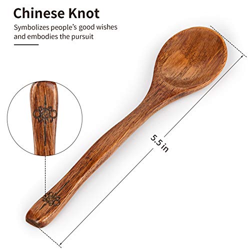 Chopsticks Chinese Reusable Wooden Chopsticks Spoon with Holder&Reusable Chopsticks Portable Cloth Bag Traditional Stylish Gift Set (Panda)
