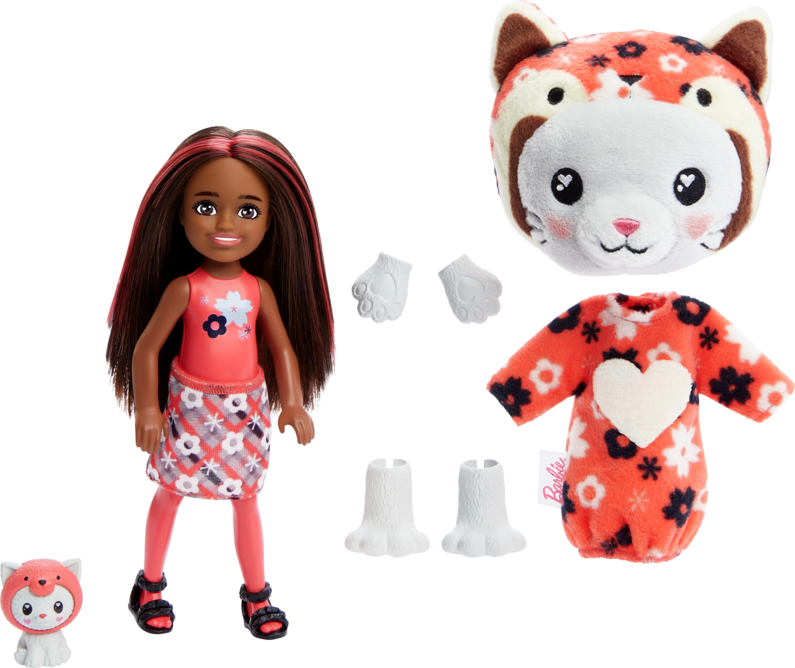 Barbie Cutie Reveal Chelsea Doll & Accessories, Animal Plush Costume & 6 Surprises Including Color Change, Kitten as Red Panda