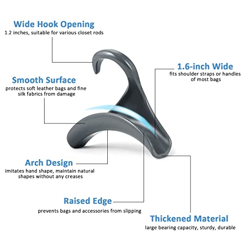 DricRoda Purse Handbag Hanger Hook, Purse Handbag Closet Organizer Storage Hook, Portable Plastic Closet Rod Hanger Rack Holder for Purses Bags Hats Ties Silk Scarves Belts, Space Saving, 6 Pack