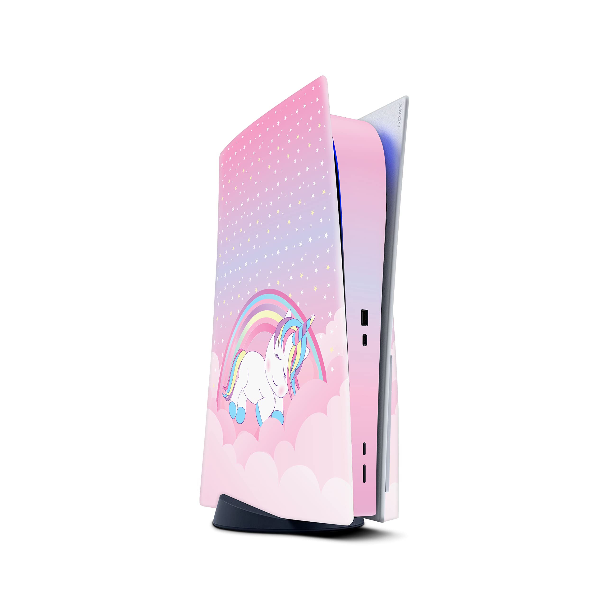 TACKY DESIGN PS5 Skin Unicorn Skin for Playstation 5 skin Console and 2 controller skin, Pink PS5 cover Vinyl 3M Decal Stickers Full wrap Cover (Disk Edition)