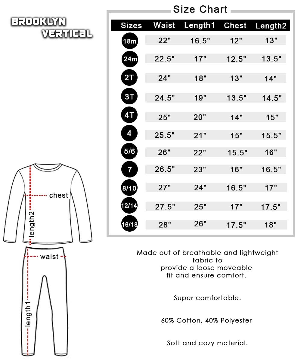 BROOKLYN VERTICAL Boys 2-Pack Thermal Waffle Active Base Layer Sets| Long Sleeve Shirt and Pants (Combo A, 12/14)