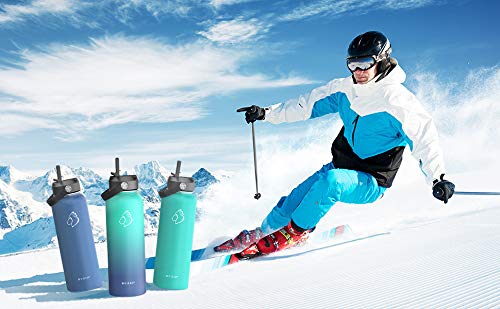 BUZIO Hydro Straw Lid Wide Mouth(BPA Free), Flip Top Cap for Hydro Flask Stainless Steel Water Bottle with 2 Straws and Brushes | Hydro Sports Straw Cap 18oz,32oz, 40oz, 64oz&87oz
