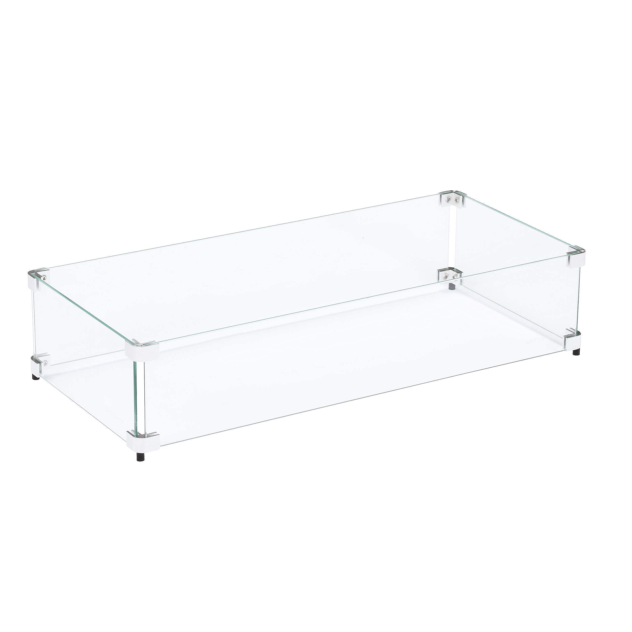 Celestial Fire Glass 24" x 8" Drop-in Burner Pan and Glass Flame Guard Bundle